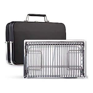 QHH Portable Barbecue Grill,Mini Folding Charcoal Grill Portable Design Integrated Storage (Color : Black, Size : Medium)
