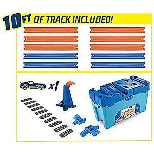 Hot Wheels Track Builder Playset Multi Loop Box, 10-Ft of Track & 1 Toy Car in 1:64 Scale, Features Storage Box