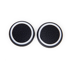 Dovewill Joystick Dust Dirt Protection Replacement Accessory Silicone Cap Button Covers For Sony PlayStation 4 PS4 PS3 PS2 Controller Pack of 2 Black+White