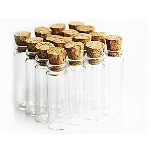 1ML Small Mini Tall Clear Glass Bottles/Jars with Corks Stoppers for Arts & Crafts, Projects, Decoration, Party Favors+ 50 Pcs Gold Metal Eye Hook Pin Screws,50 Pcs