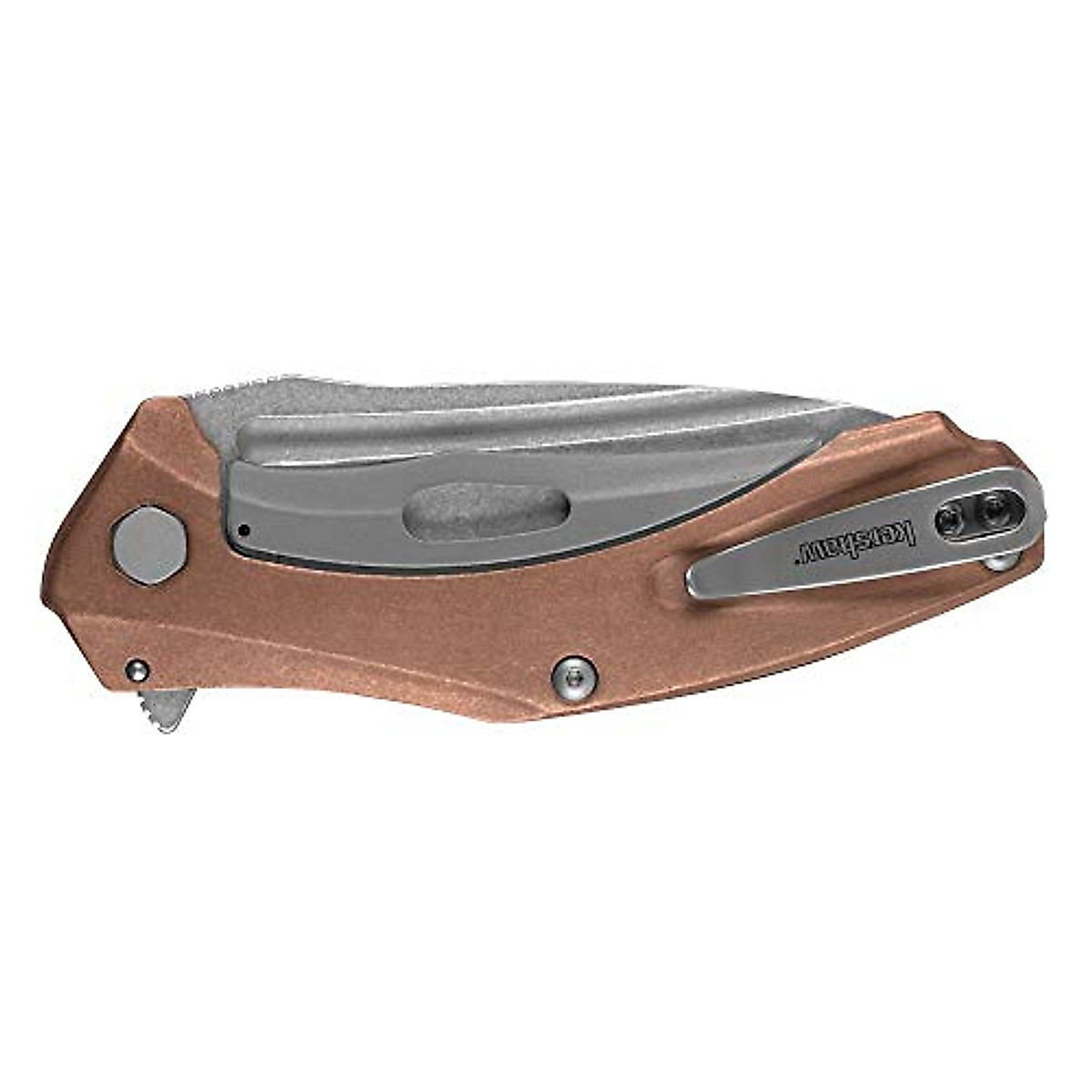 Kershaw Copper Natrix Pocket Knife; 3.25 in. D2 Corrosion Resistant Steel; Heavy Stonewashed Copper Handle, KVT Ball Bearing Opening (7007CU)
