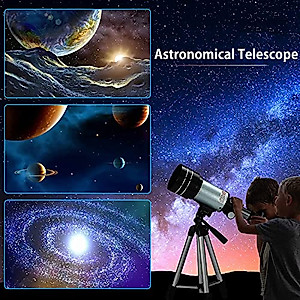 Telescope for Beginners and Kids with Tripod Moon Filter,Adult Professional 70mm Aperture 300mm Refracting Telescopes,Astronomy Gifts for Kids - Travel Telescope