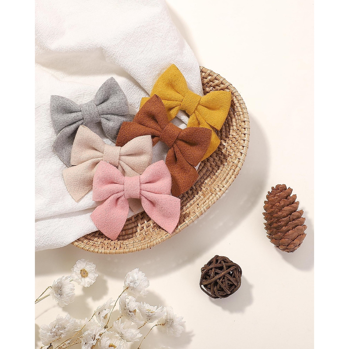 doboi 40PCS Baby Hair Bows Clips Felt Woolen Hair Accessories Hair Bows for Toddler Girls Infants Kids and Teens-2.8 Inches 20 Colors In Pairs