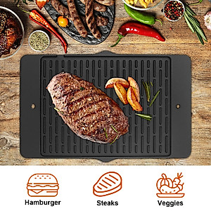 7566 Cast Iron Grill Griddle for Weber Genesis 300 Series Gas Grills, Griddle Accessories for Weber Genesis E-310 S-310 E-320 S-320 E-330 S-330 EP-310 EP-320 EP-330 CEP-310 Burner Gas Grills,1Pack