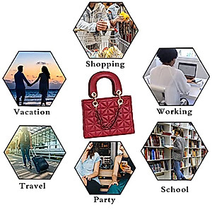 AyTotoro Purses and Handbags for Women Fashion Ladies PU Leather Top Handle Satchel Shoulder Tote Quilted Crossbody Bags (small Burgundy)