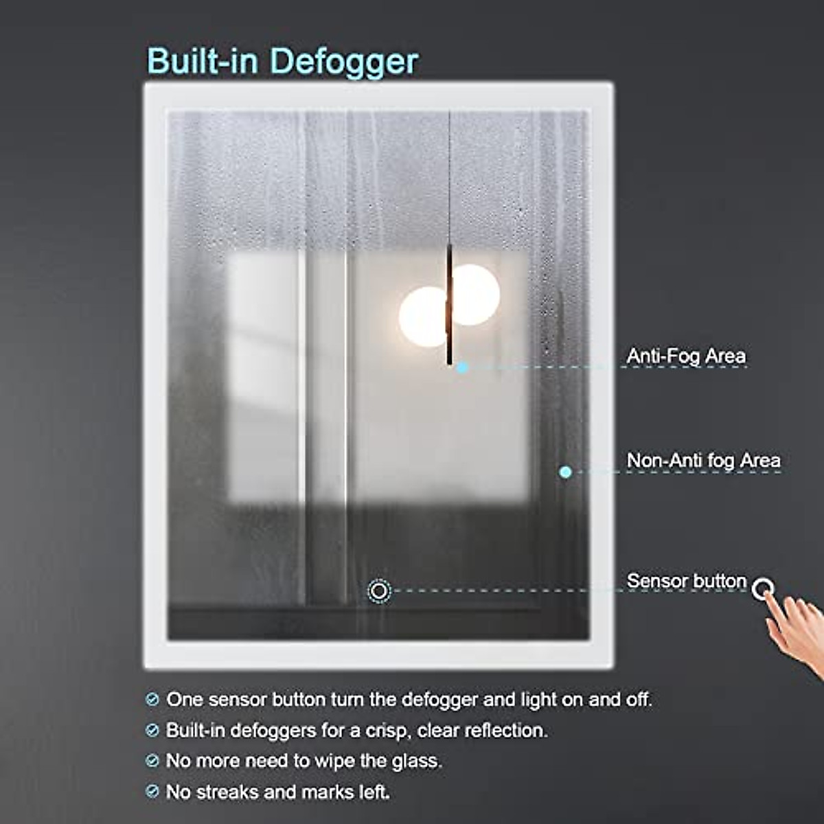 Wemin Smart Home Surface 24x30 Inch LED Mirror Medicine Cabinet with Adjustable Color Temp, LED Lighted Medicine Cabinet w/Defogger, Light Color Dimmer(2700-6500K), Outlets & USB (24x30)