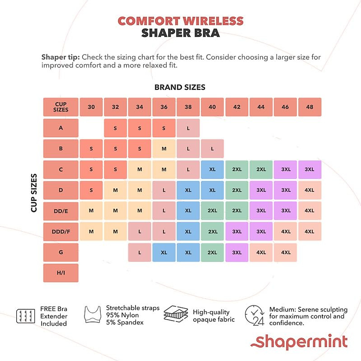 SHAPERMINT Bras for Women - Womens Bras, Compression Bra, Wirefree Bra, Stretchable Straps Bra, from Small to Plus Size Bras for Women