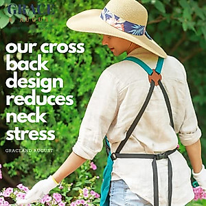 Grace and August Garden apron - Gift the ultimate gardening tool -100% Natural Canvas gardening apron for women with pockets (Coriander)