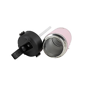 Personalized Water Bottle For Kids - Small 12oz BPA Free Custom Insulated Stainless Steel Bottle for School w/Name for Girl or Boy - w/Reusable Straw (Pink)