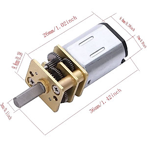 DC 12V Speed Reduction Motor 1000RPM with Full Metal Gearbox Replacement N20 Shaft Diameter Reduction Gear Motor