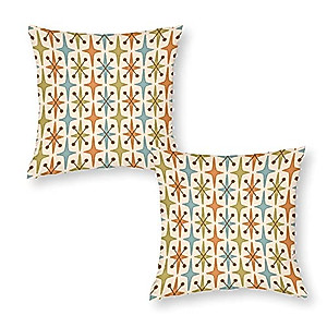 Vazzio Throw Pillow Covers Set of 2, Mid Century Modern Abstract Star Pattern Decorative Pillow Cases Soft Cushion Covers for Home Sofa Couch Bed 18x18 Inches