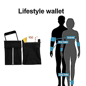 Easyports 2 Pocket Wrist Wallet Wrist Cell Phone Holder, Ankle Wallet, Sweat Bands, Armband, Hidden Pouch, Wristlet Wallet for Travel, Outdoor Sports Running.
