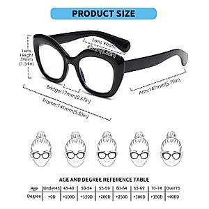 JM 3 Pack Oversized Cat Eye Reading Glasses for Women Funky Blue Light Flexible Cateye Readers +2.75