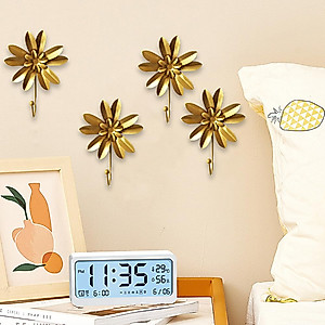 Sdjdhej Golden Flower Single Hooks, 4Pcs Flower Retro Style for Room Wall Mounted Decoration, Coat Hat Scarf Hanging Entry Heavy Duty Hooks, Home Decor (C)