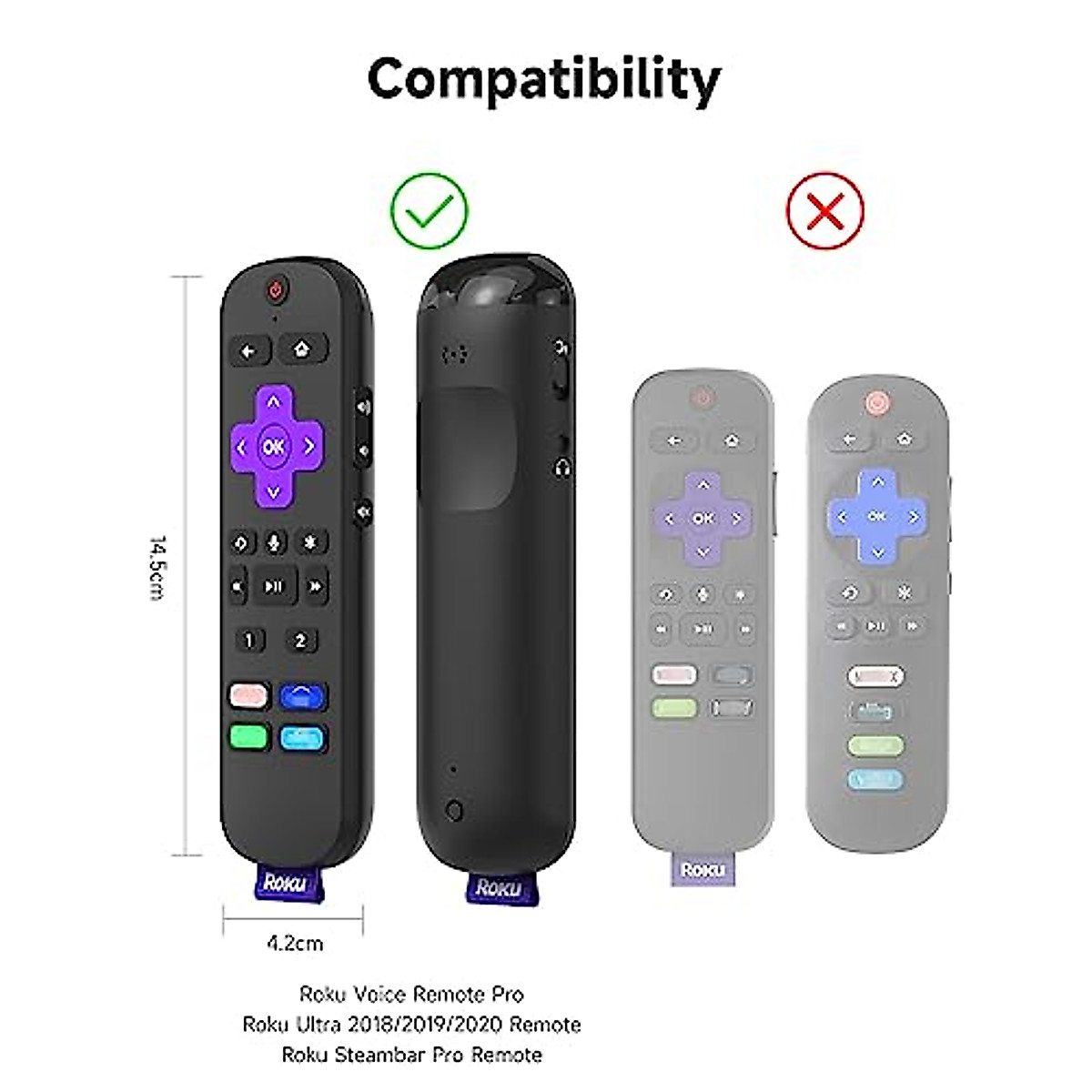 Silicone Remote Case for Roku Voice Remote Pro/RCS01R Universal Shockproof Protective Cover for Roku Ultra(2022/2021/2020/2019) Sleeve Skin with Lanyard for Roku Streaming Stick 4K+ Remote(Black)