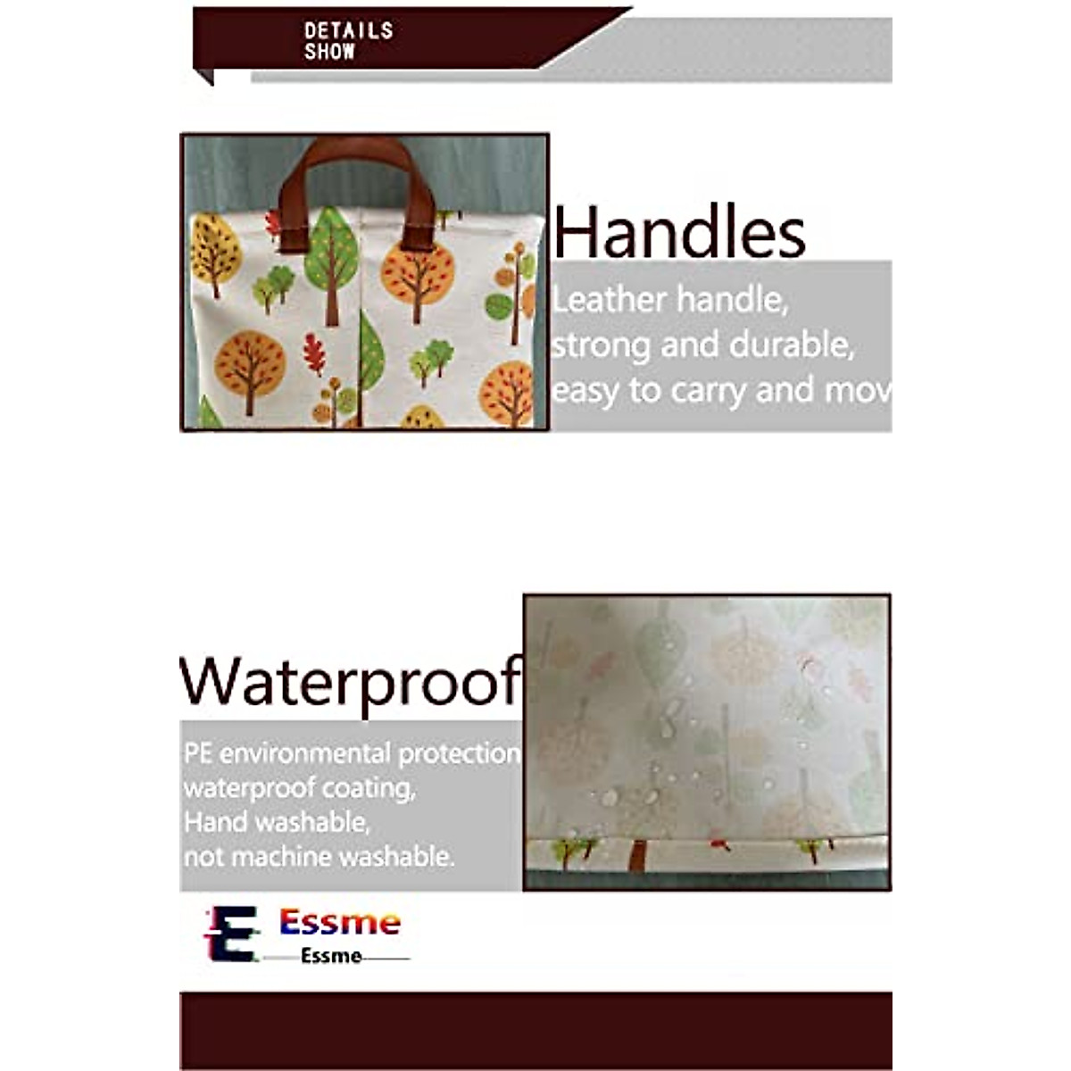 Essme Rectangular Kids Storage Baskets,Toy Baskets,Nursery Storage Bins Organizer with Handles for Forest Decor,Woodlang Basket,Green Box,Gift Basket.(Tree)