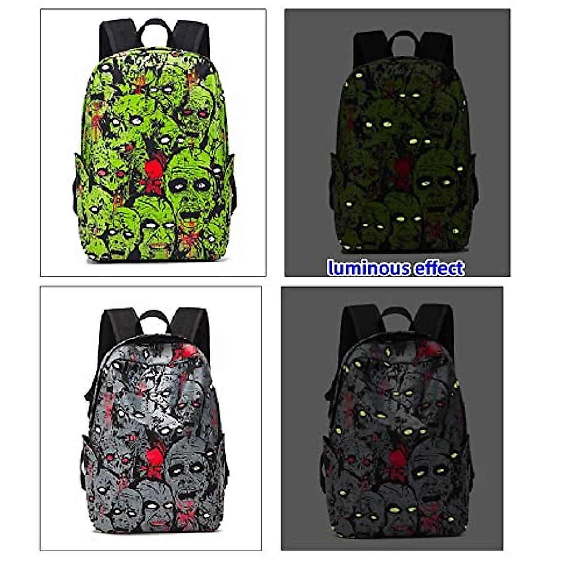 MAEHARRT Green Goth Backpacks Skeleton Backpack Skull Backpack Y2k Backpack Gothic Backpack Punk Emo Backpack Luminous Backpack