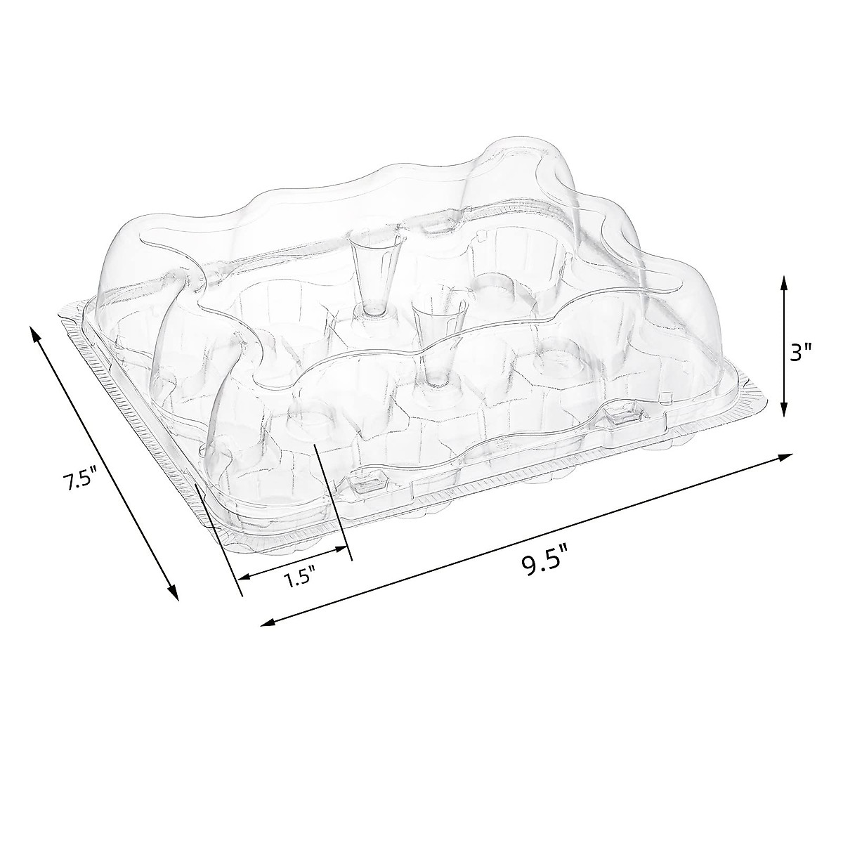 AVLA 24 Pack Mini Cupcake Containers, 12-Count Plastic Cupcake Carrier, Stackable Cupcake Box with Detachable Secure High Top Lid, Disposable Cupcake Holder Tray, Muffin Packaging Transporter To Go