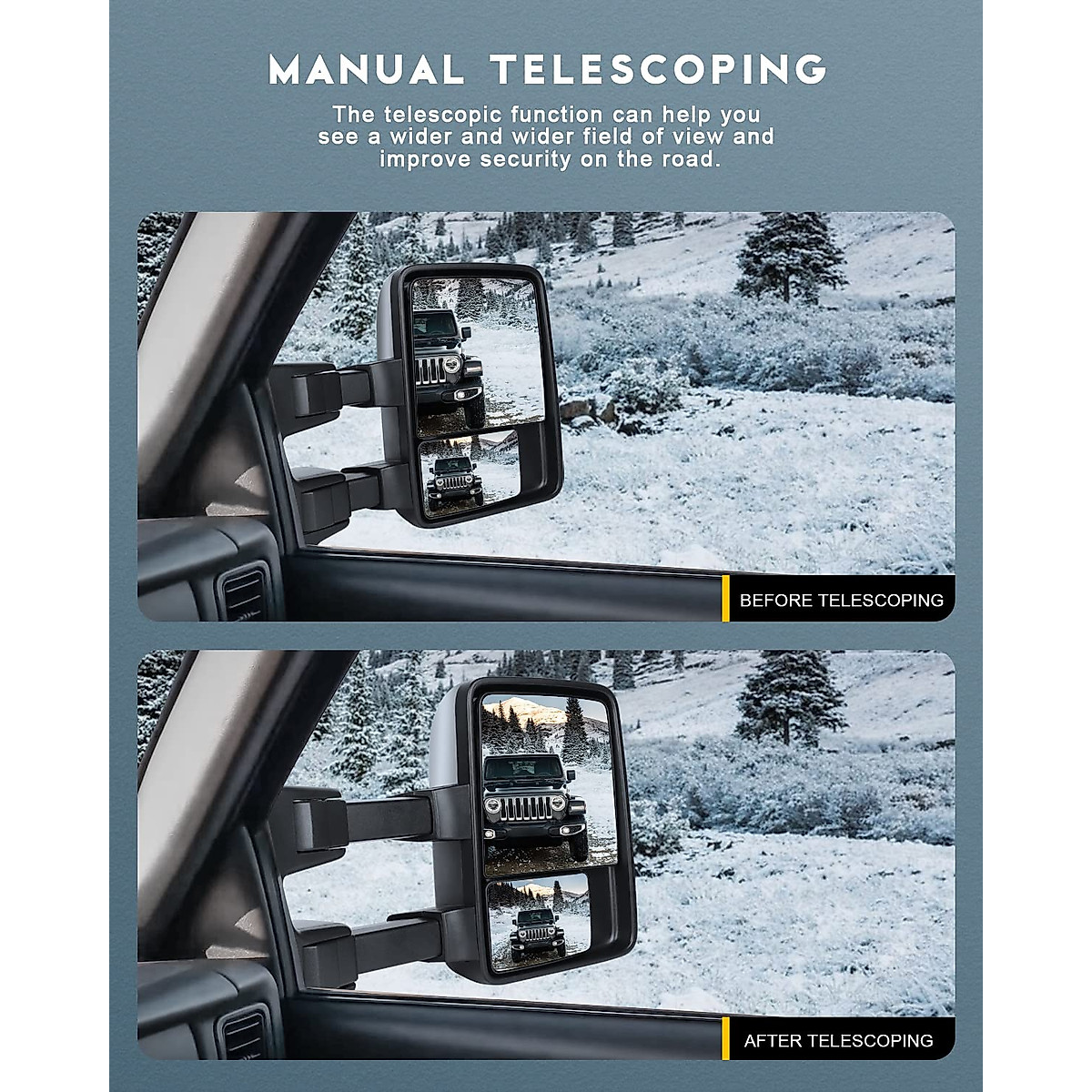 OCPTY Towing Mirrors Power Heated Left Driver Right Passenger Side Tow Mirrors Fit for 1999-2007 for Ford for F250/F350/F450/F550 Super Duty with Turn Signal Light with Chrome Housing