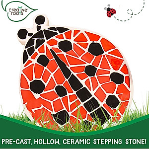 Creative Roots Mosaic Ladybug Stone, Includes 7-Inch Ceramic Stepping Stone & 6 Vibrant Paints, DIY Garden Stepping Stone Kit for Kids Ages 6+