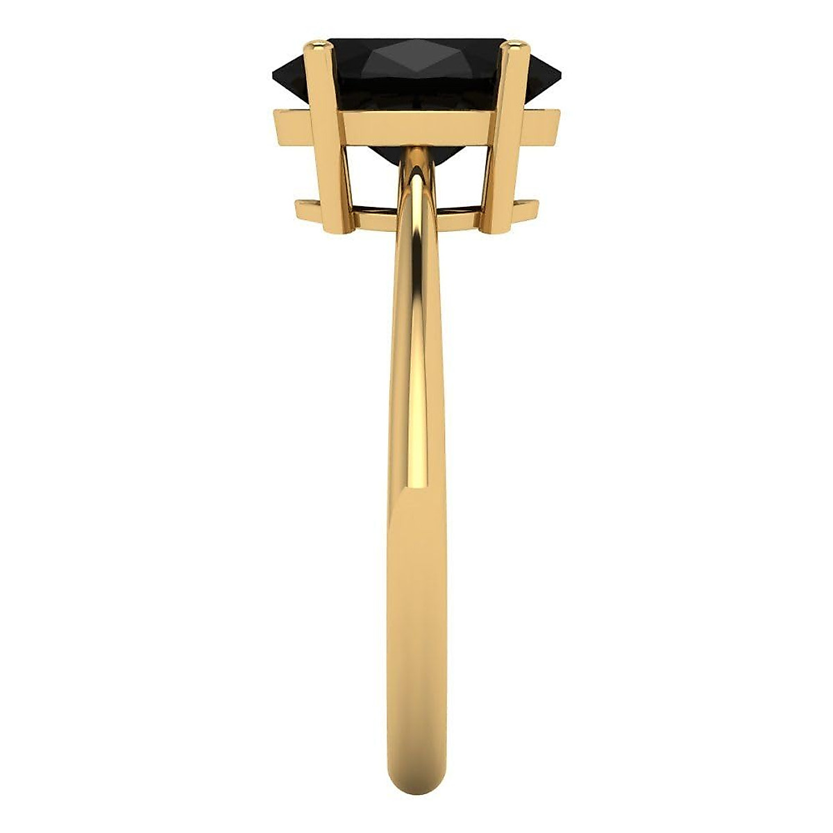 2.0 ct Oval Cut Solitaire Natural Black Onyx Engagement Wedding Bridal Promise Anniversary Ring 18K Yellow Gold Size 3.5