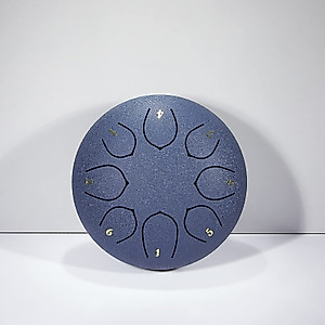 ZXZYHFTY Steel Tongue Drum, 6 Inch 8 Note Rain Chime Drum with Bag, Music Book, Drumsticks, Mallet Holder and Finger Paddles, for Camping, Meditation or Yoga .(Navy Blue)