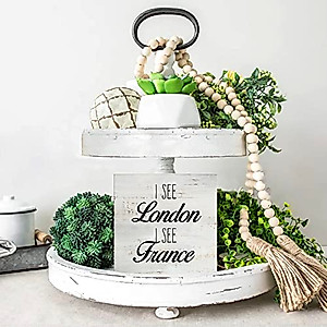 Rustic I See London Wood Box Sign Humor Bathroom Wooden Box Sign Farmhouse Home Restroom Desk Shelf Decor (5 X 5 Inch)