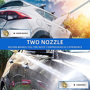 Buyplus Hydro Jet Nozzle Power Washer for Garden Hose, High Pressure Power Washer with 2 Jet Different Nozzle and Hose Quick Connectors, for Car Washing, Garden Cleaning, Patio, 18 Inch, Blue