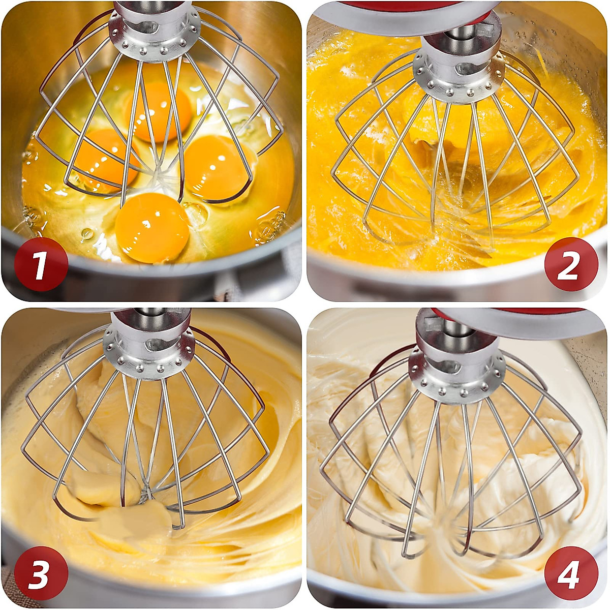 LETOMS Wire Whip for Kitchenaid Stand Mixer 5QT Lift and 6QT, Whisk Attachment for KitchenAid, Stainless Steel Egg Cream Stirrer