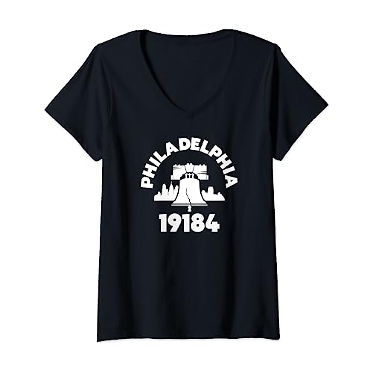 Womens Philly Neighborhood 19184 Zip Code Philadelphia Liberty Bell V-Neck T-Shirt