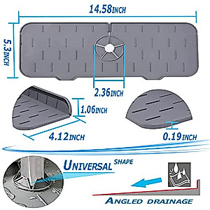 Silicone Sink Splash Guard, COMUSTER Kitchen Faucet Absorbent Mat, Bathroom Faucet Splash Catcher Behind, Dish Drying Mat Countertop Protection Kitchen Accessories(Light Grey)