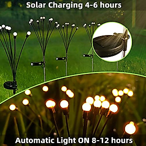 Pelican Mate 6 LED Solar Powered Garden Lights, Firefly Swaying Starburst Light Outdoor Waterproof for Pathway Yard Patio Landscape Decorative, Warm White 2PACK