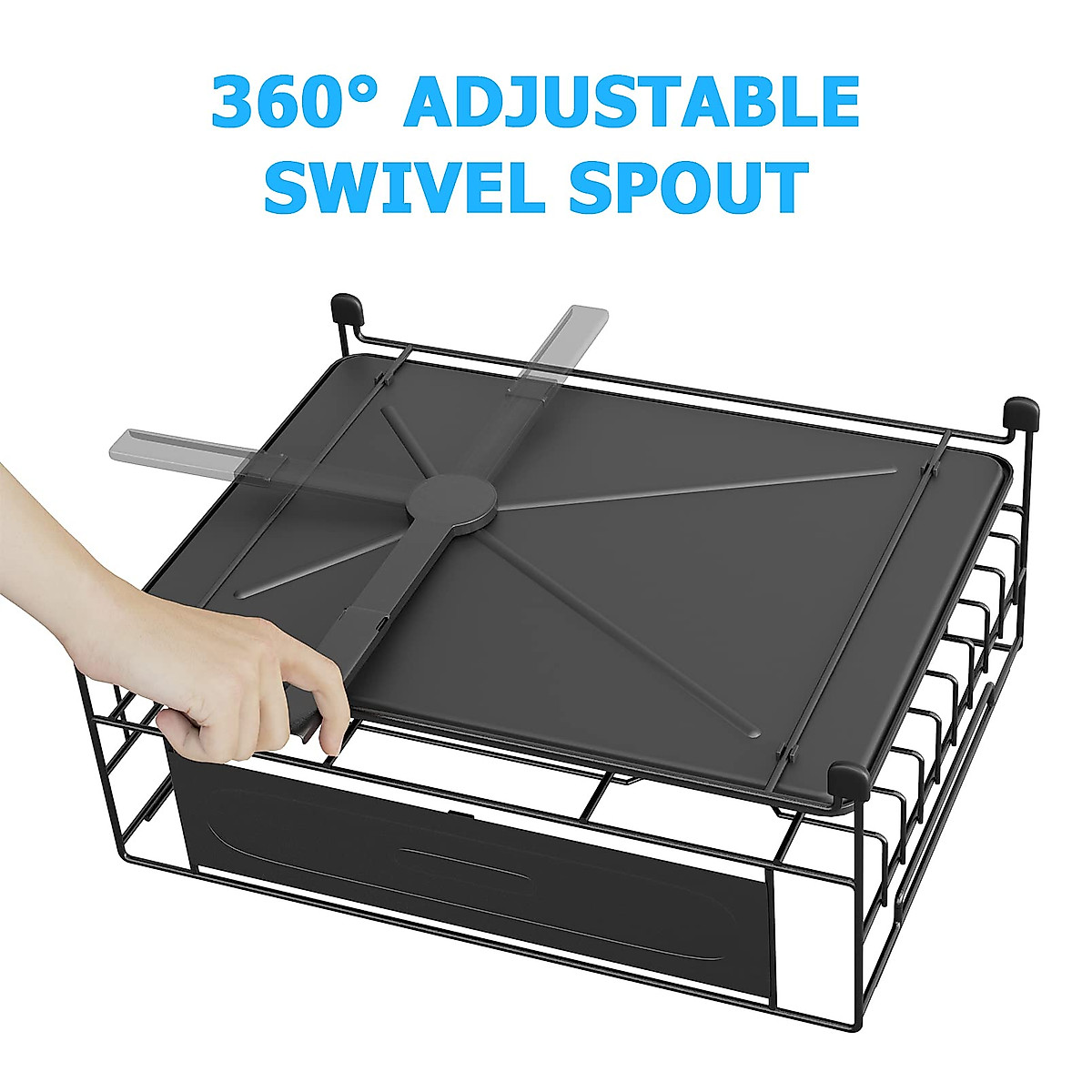 2 in 1 Kitchen Dish Drying Rack, 2-Tier Dish Rack for Kitchen Counter with Drainboard, Stainless Steel Large Capacity Dishrack, Multifunctional Rustproof Dish Drainer, Black