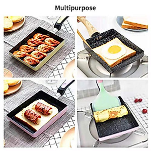 HooJay Japanese Omelette Pan,5"×7" Nonstick Tamagoyaki Egg Pan,Rectangle Small Frying Pan with Silicone Spatula & Brush,Gray