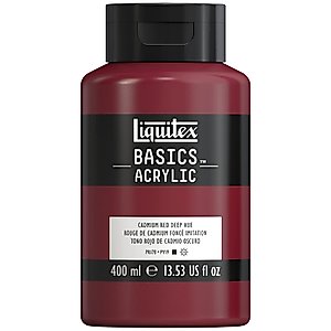 Liquitex BASICS Acrylic Paint, 400ml (13.5-oz) Bottle, Cadmium Red Deep Hue