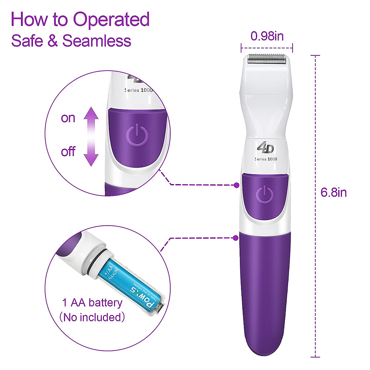 Pefetis Electric Razor for Women, 2 in 1 Womens Shaver for Pubic Hair Wet & Dry Bikini Trimmer for Legs Underarms and Bikini Line Painless Lady Hair Removal with Comb Attachment