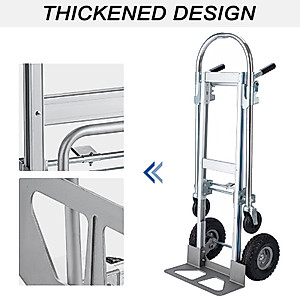 SmarketBuy 2 in 1 Hand Truck 800 LBS Weight Capacity Heavy Duty Convertible Hand Truck Durable Aluminum and Steel Construction 4 Wheels Hand Truck Dolly