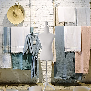 Female Dress Form Mannequin Torso with Wooden Tripod Stand 55-67 Inch Height Adjustable Mannequin Body for Sewing Counter Window Display,White