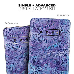 DesignSkinz Purple Damask v2 Watercolor Pattern V2 Protective Vinyl Decal Wrap Skin Cover Compatible with The Samsung Galaxy S20 (Screen Trim & Back Glass Skin)