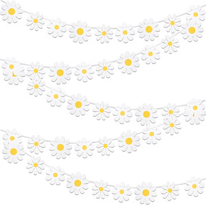 Set of 6 Groovy Daisy Banner Boho Daisy Garland Party Decorations Boho Hippie Daisy Flower Hanging Banners for Birthday Baby Shower Groovy Home Party Decor