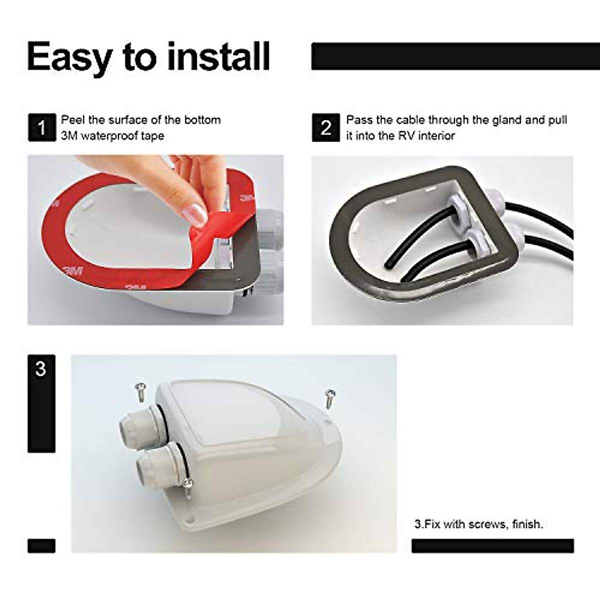 Haoguo ABS Solar Double Cable Entry Gland for All Cable Types 2mm² to 6mm² for Solar Panels on RV Camper Van Travel Trailer Boat Cabin-White