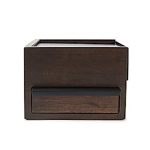 Umbra Mini Stowit Jewelry Box - Modern Keepsake Storage Organizer with Hidden Compartment Drawers for Ring, Bracelet, Watch, Necklace, Earrings, and Accessories,Black/Walnut