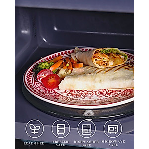 Sonemone Red Salad Plates 8.75 Inch, Set of 4, for Salad, Appetizer, Christmas, Microwave & Dishwasher Safe