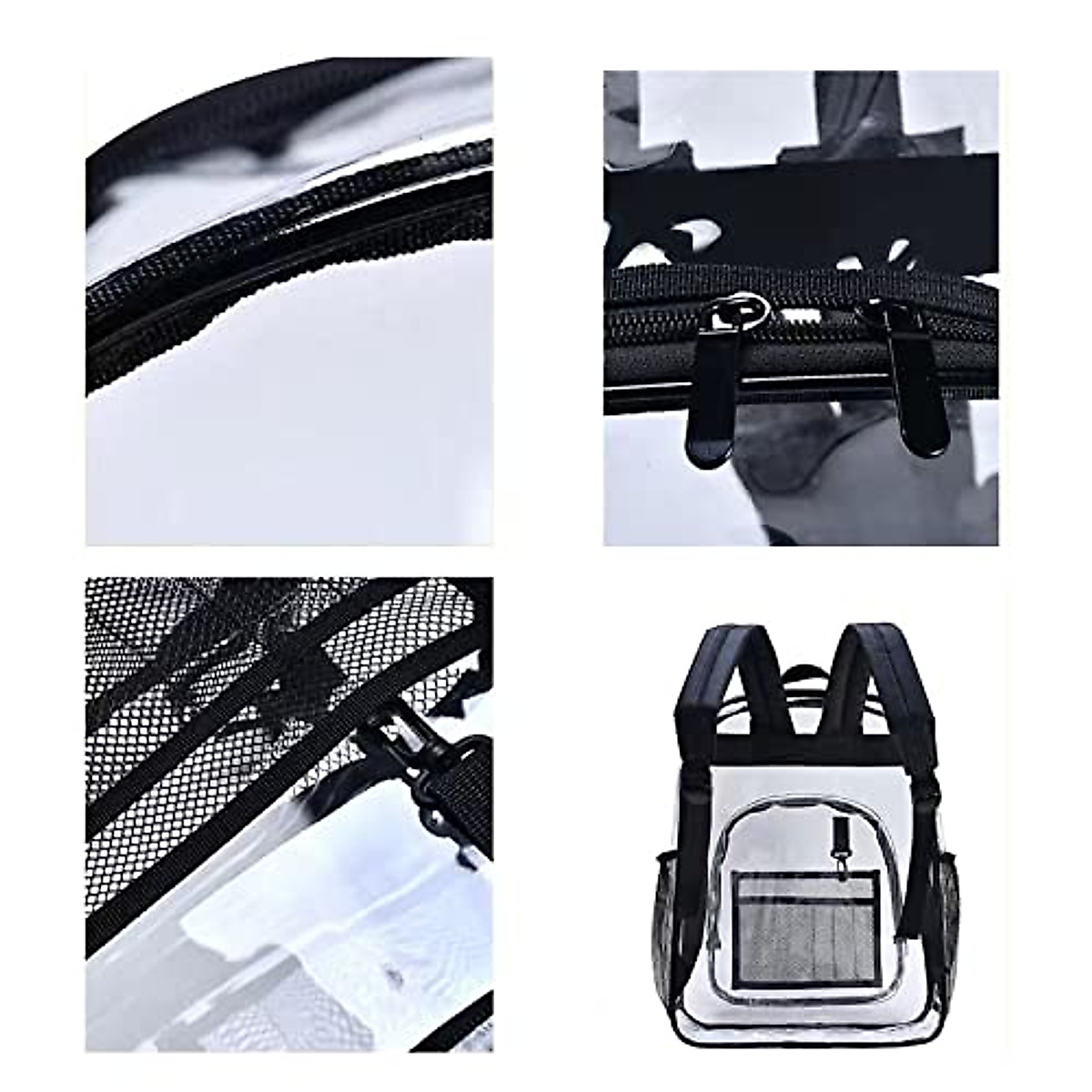 Skycco Large Clear Backpack Stadium Approved 16.5''X12.9''X6.7'',Heavy-duty PVC Backpack (Grey) (SUM511)