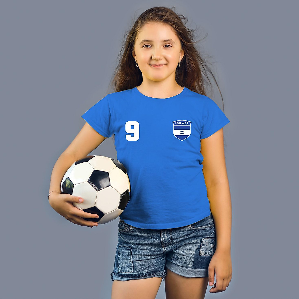 lepni.me Kids T-Shirt Israel Soccer Shirt with Your Name and Number | Israeli Flag Badge Personalized Jersey | World Cup (12-13 Years Black Multi Color)