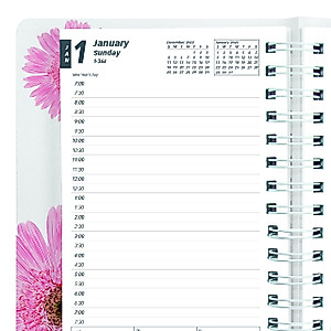 Brownline 2023 Pink Essential Daily/Monthly Planner, Appointment Book, 12 Months, January to December, Twin-Wire Binding, 8" x 5", Pink Daisy (CB634G.05-23)