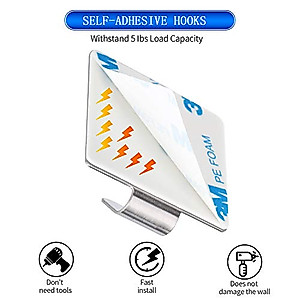 KONE Adhesive Towel Hooks Stainless Steel 4 Piecs (No Need to Put Holes)