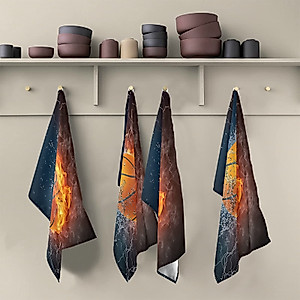 ALAZA Basketball Kitchen Towels Absorbent Dish Towels Soft Wash Clothes for Drying Dishes Cleaning Towels for Home Decorations Set of 4, 28 X 18 Inch