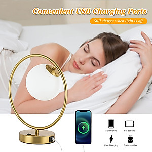 YHTlaeh Table Lamp Modern Globe Glass Desk Lamp Gold Reading Lamp Moon Shape Metal Table Light for Bedroom Living Room Office G9 Base