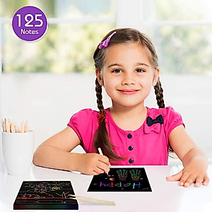 ZMLM Gift Christmas for Girl Art-Craft Kit: Rainbow Scratch Paper Magic Art Craft Project Supply Toddler Drawing Activity Kid Travel Toy Age 3-12 Year Old Birthday Gift